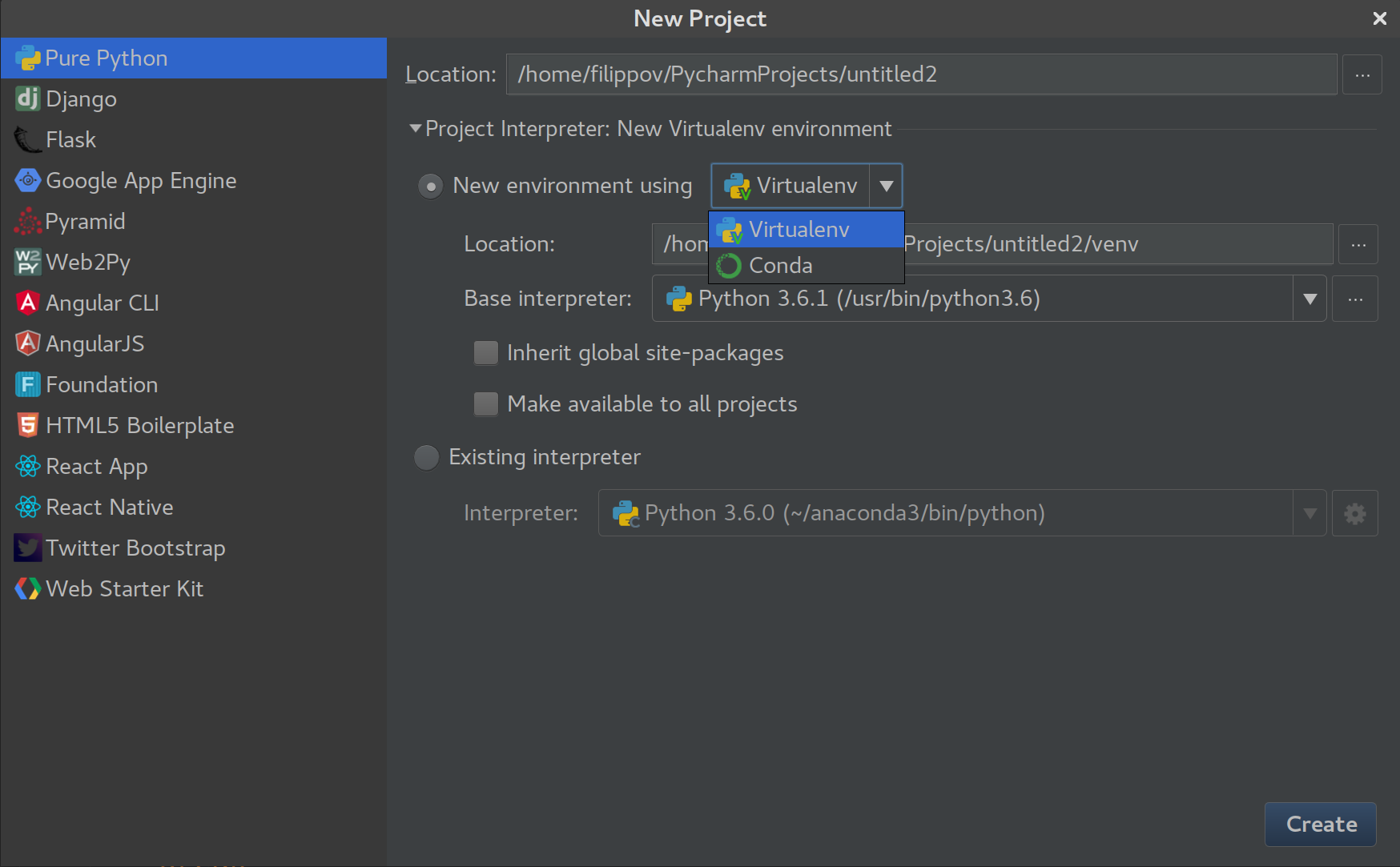 PyCharm 2017 3 EAP 6 Improved Interpreter Selection Interface The 