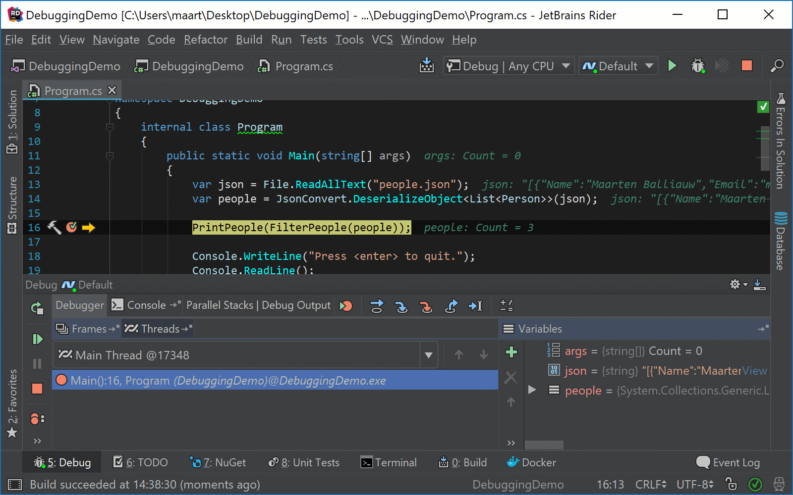 Async Call Stack And More Debugger Improvements In Rider 20173 The Net Tools Blog