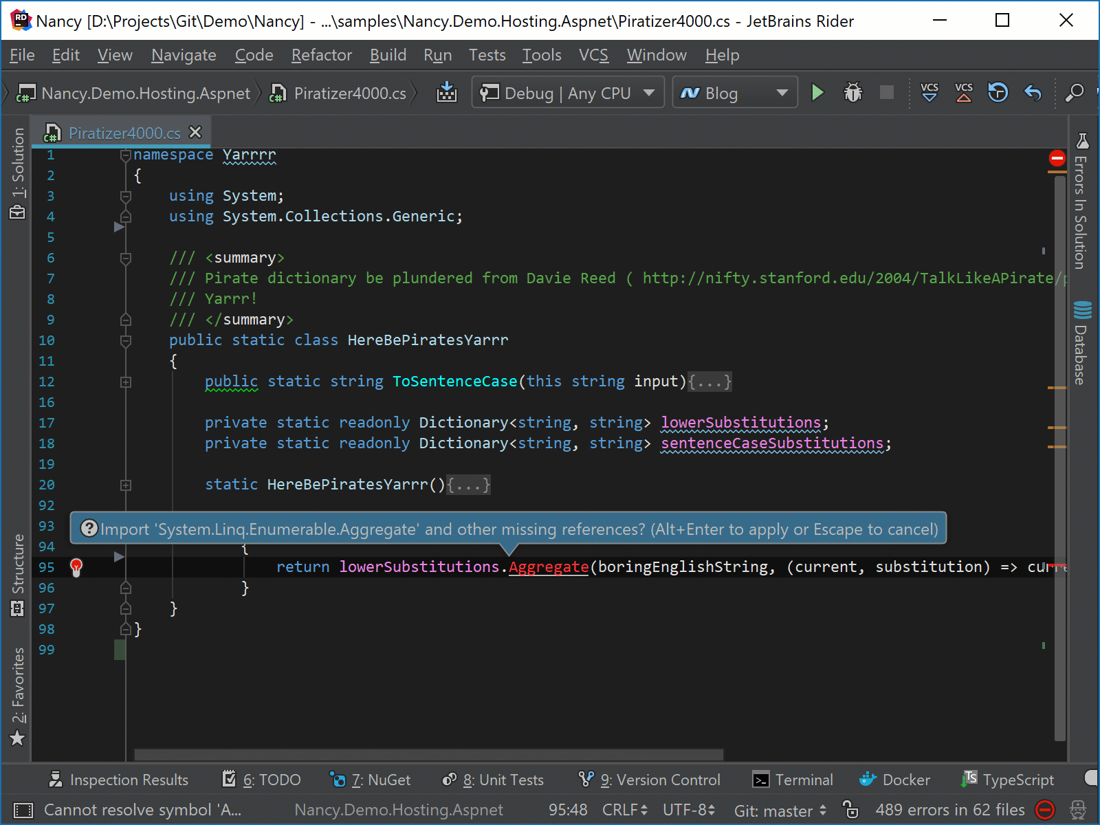 Using Rider To Spot Errors Before Our Application Runs The Tools Blog