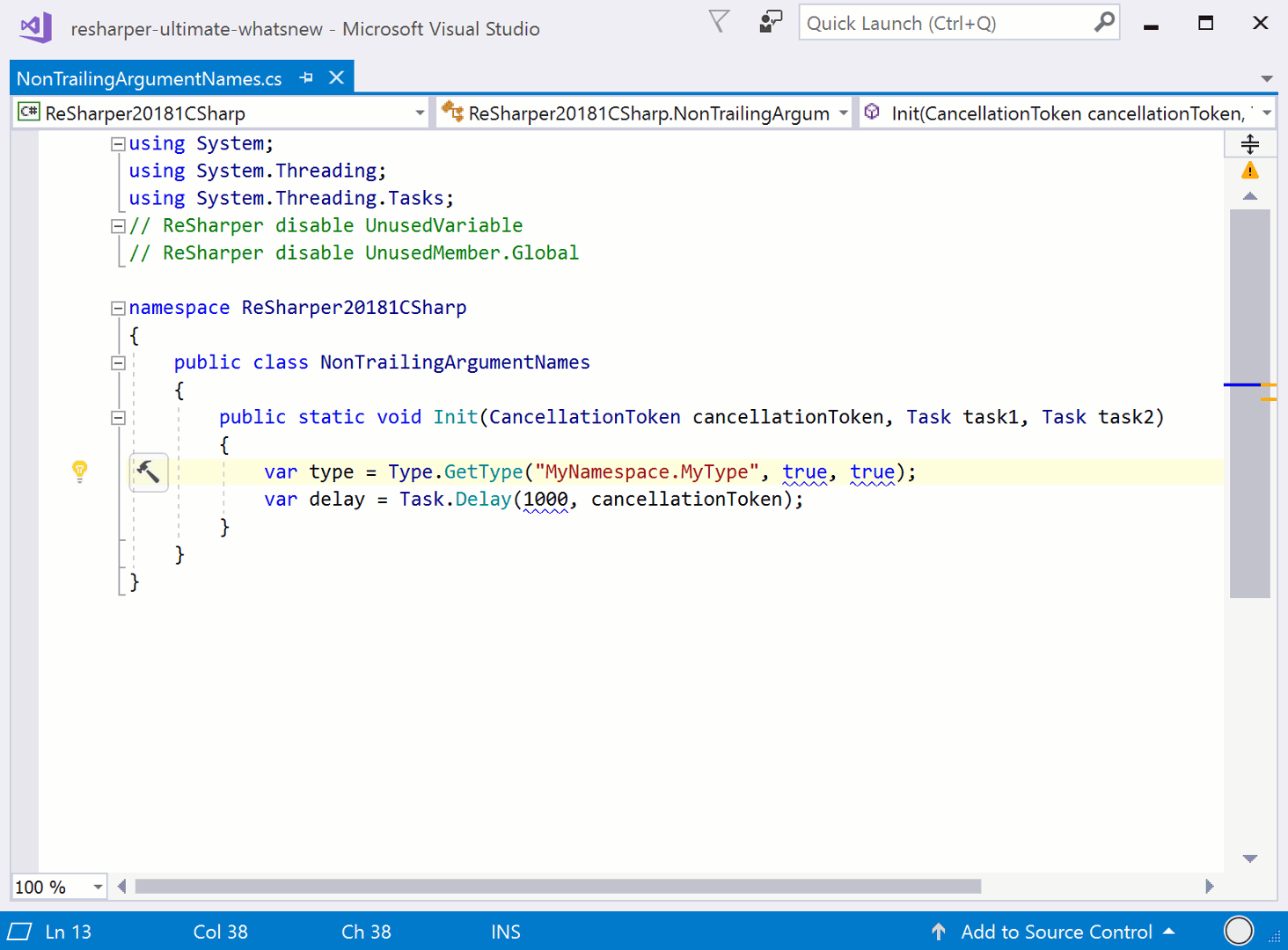Non Trailing Named Arguments In Resharper 20181 Eap The Net Tools Blog