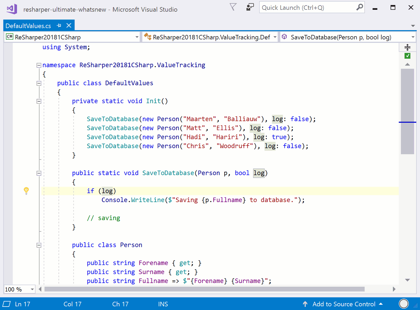 Value tracking updates in ReSharper 2018.1 EAP | The .NET Tools Blog