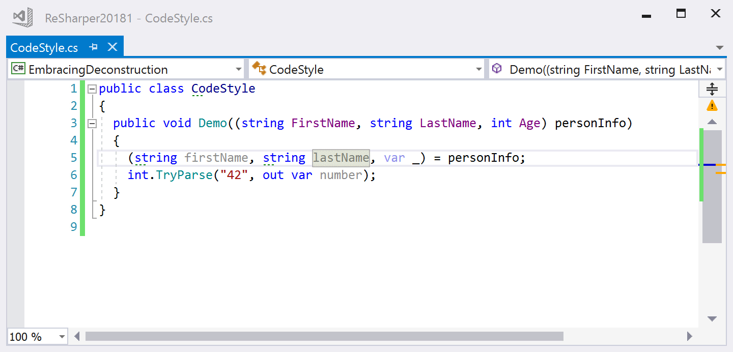 Embrace deconstruction with ReSharper 2018.1 | The .NET Tools Blog