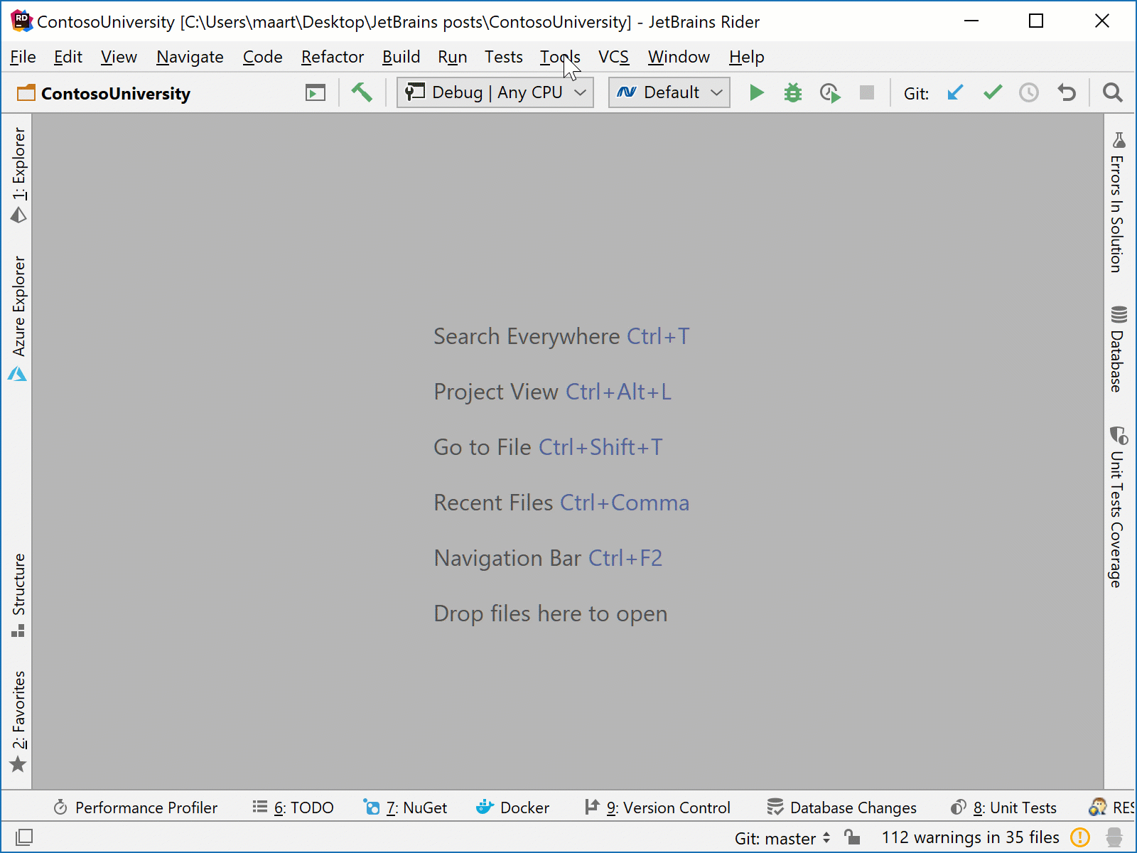 Work With Databases And The Azure Cloud Shell Azure Toolkit For Rider 20183 Eap The Net