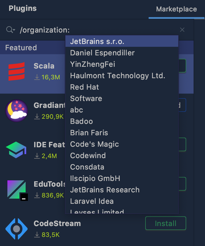 Plugin search now uses organizations | The JetBrains Platform Blog